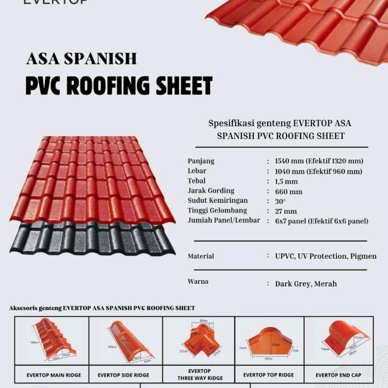 atap genteng UPVC. roofing sheet UPVC. tebal 1.6 - Shop | Tokopedia