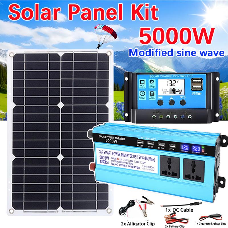 5000W 3000W Solar Panel Kit 12V To 220V Solar Power System 18V - Shop ...