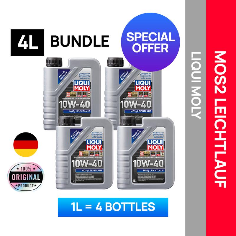 LIQUI MOLY MOS2 LEICHTLAUF 4L 10W30 (8945) / 10W40 (6948) - MINYAK ...