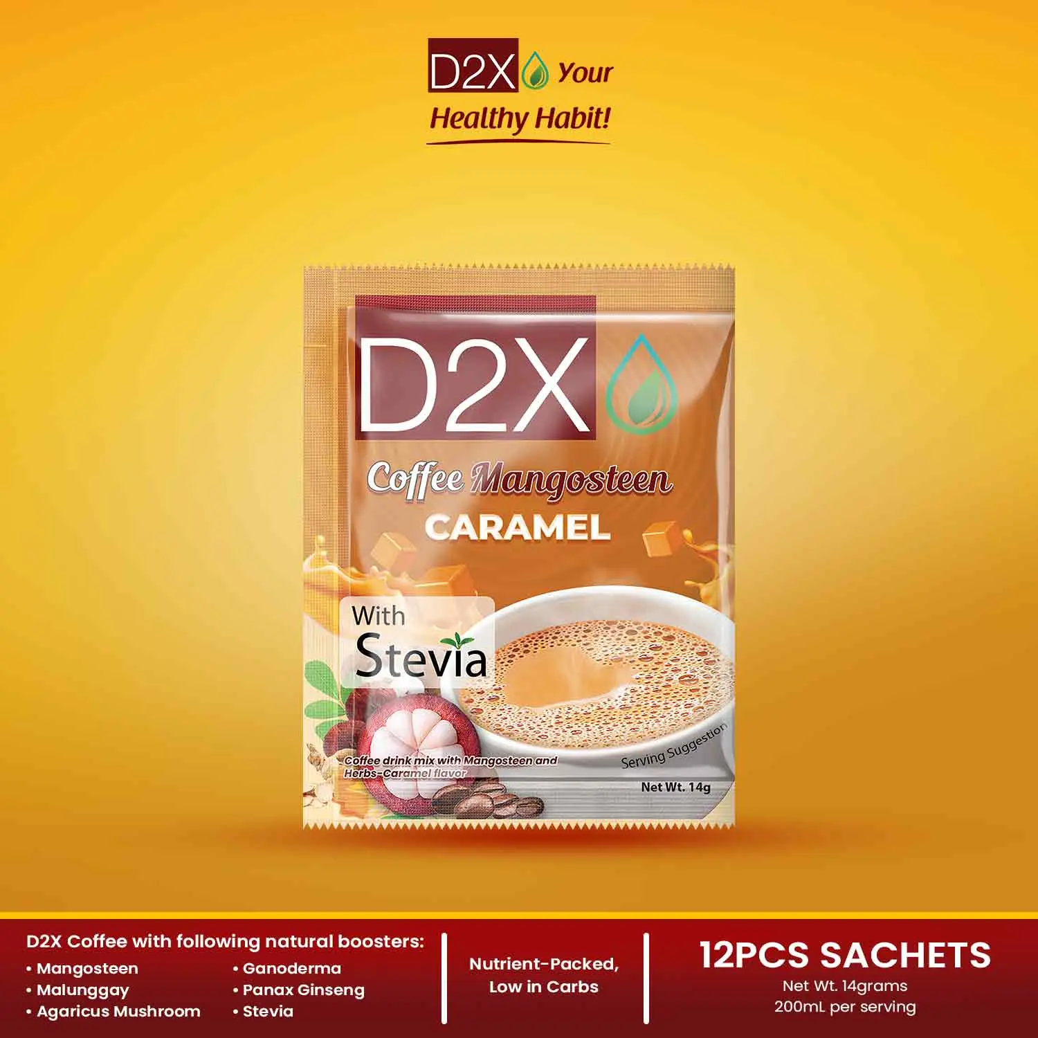 D2X Coffee Mangosteen Caramel (14g x 12 sachets) - TikTok Shop Philippines