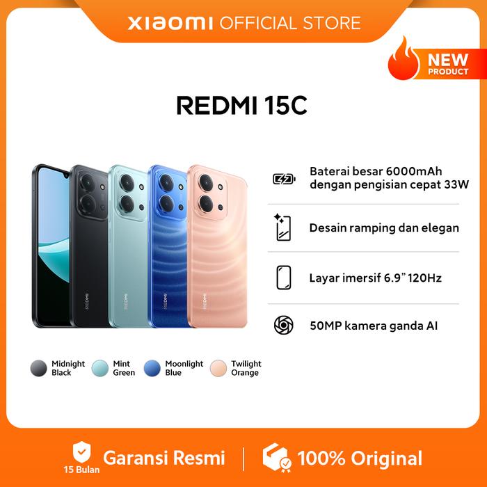 Promo Xiaomi Redmi 15C (6+128) (8+256) | Baterai 6000mAh | Layar ...