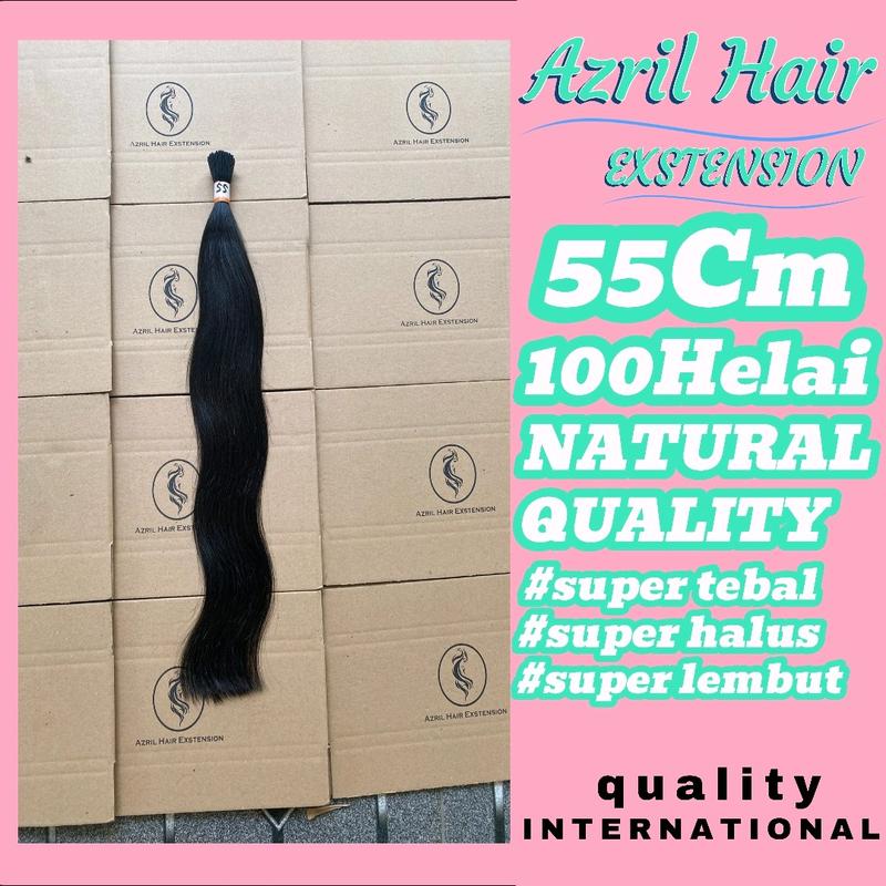 Rambut Sambung Natural 55 cm Hitam 100 helai - Hair Exstension - Shop ...