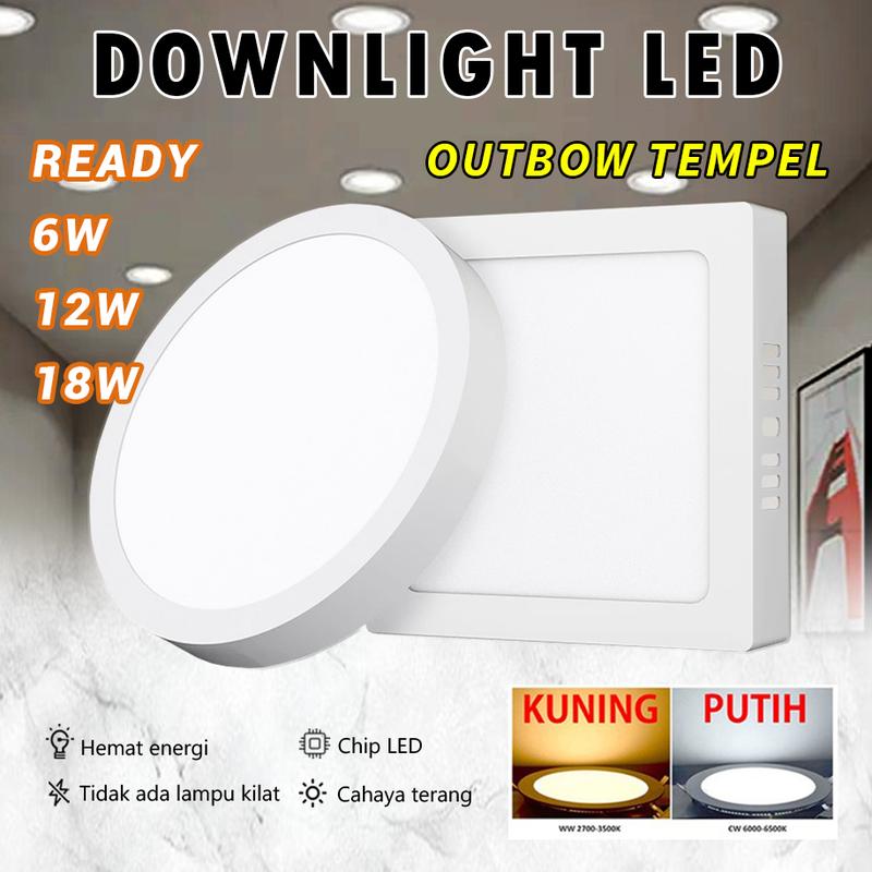 COD Lampu Downlight LED Panel OB Bulat Kotak Outbow Round 6W - Shop ...