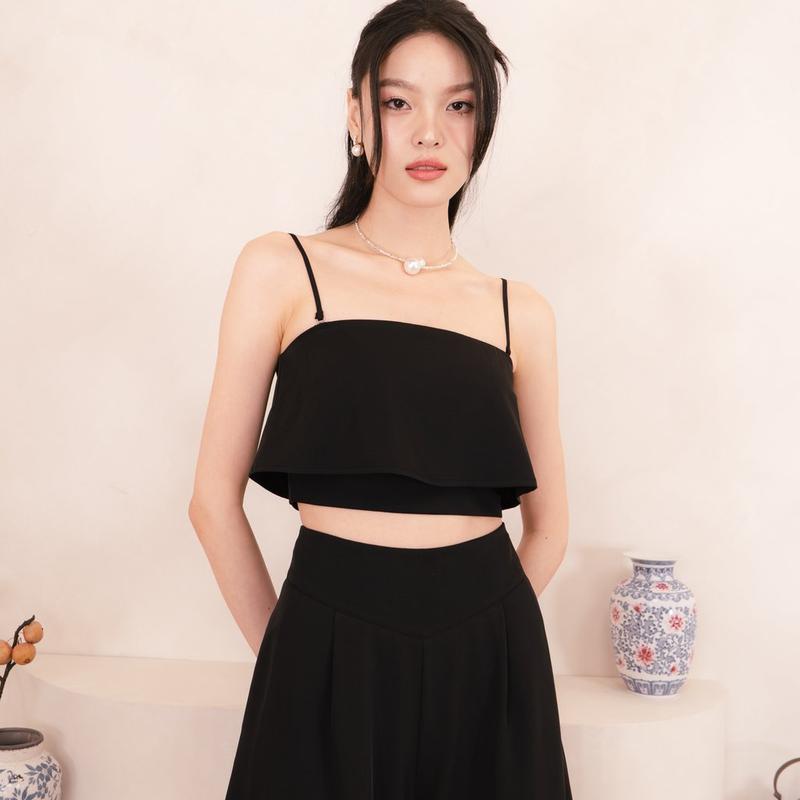 Alina Padded Overlap Tube Top in Black - TikTok Shop Singapore