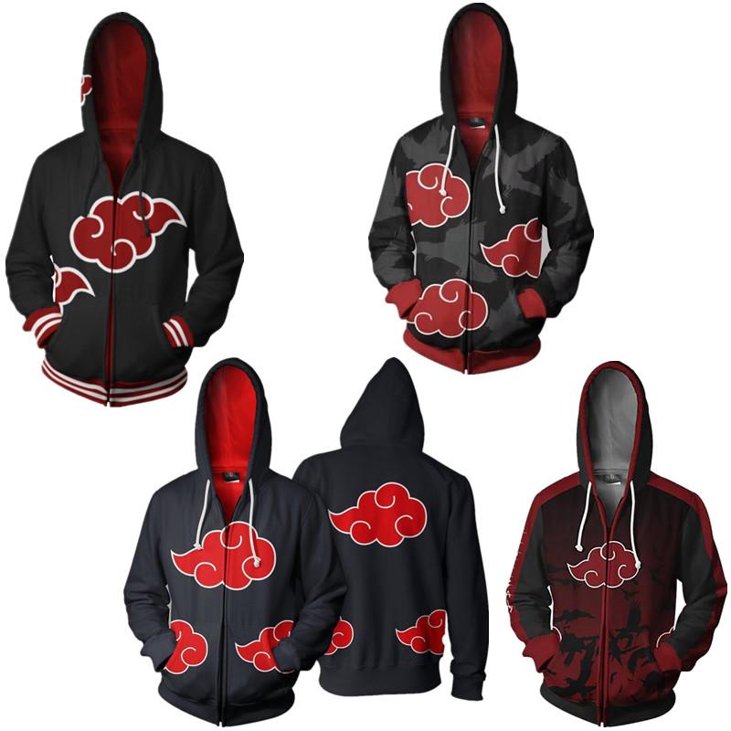 Naruto - hoodie dengan zip, baju sejuk Akatsuki, percetakan digital ...