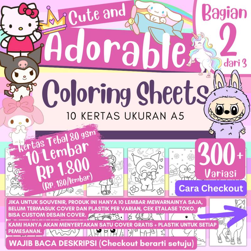 10 Lembar Kertas Mewarnai 300+ Variasi Untuk Anak PAUD, TK & - Shop ...