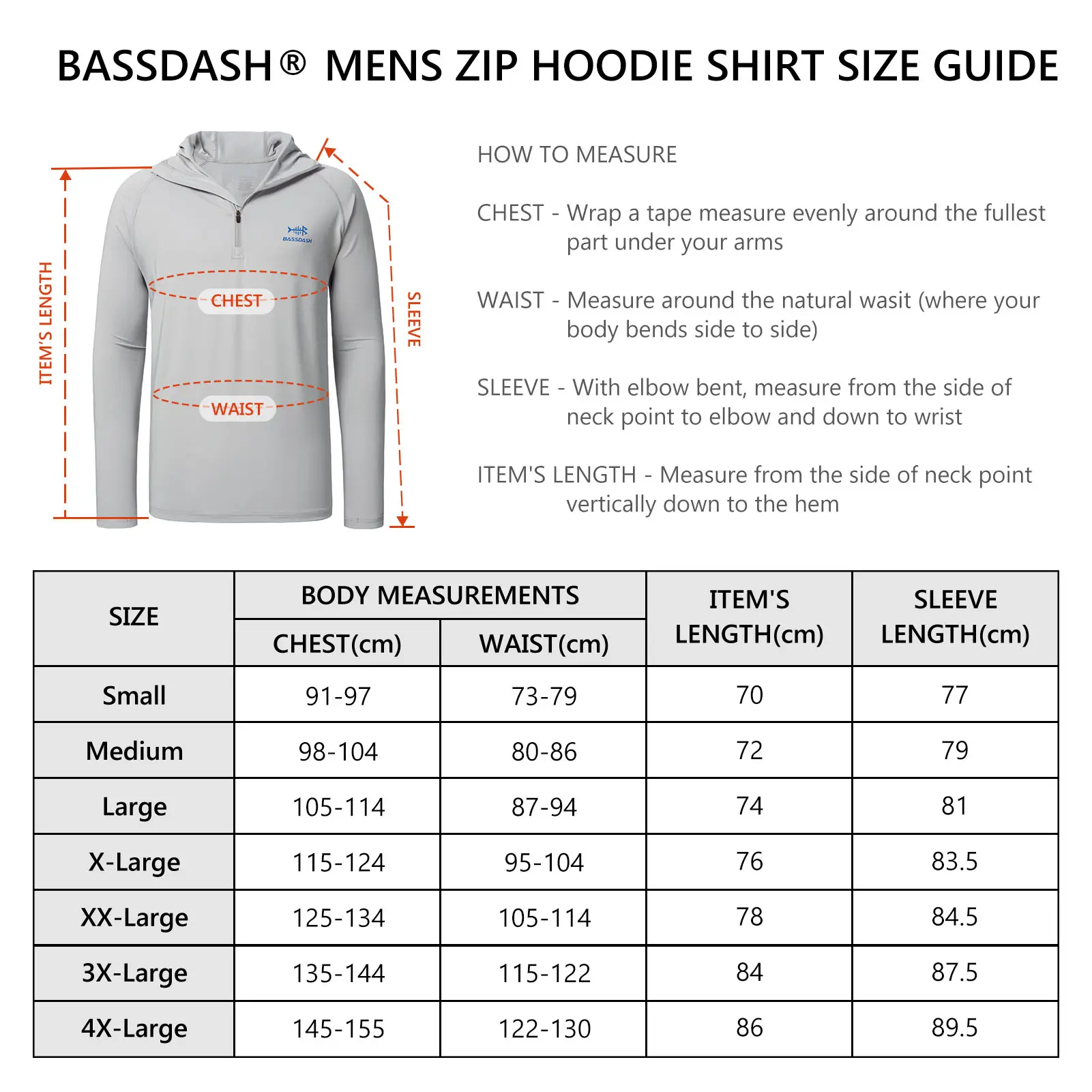 Bassdash Men’s UPF 50+ 1/4 Zip Fishing Hoodie Shirt Quick Dry ...