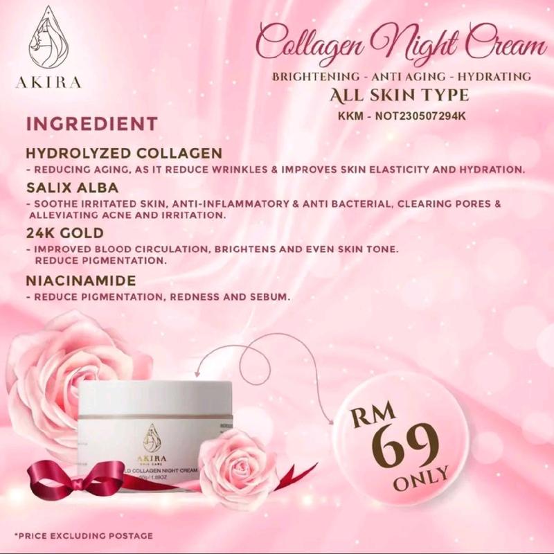 Akira 24k Gold Collagen Night Cream 50g - TikTok Shop Malaysia