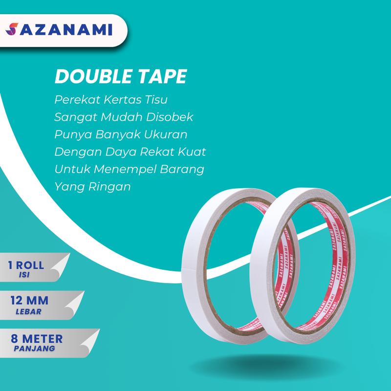 Sazanami Double Tape kertas 12mm x 8m Double side tape - Shop | Tokopedia