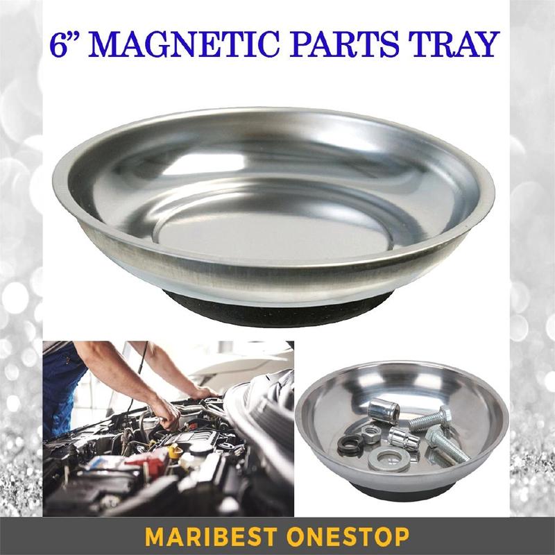 Stainless Steel 6” Magnetic Parts Tray Round Shaped Repair Nuts ...