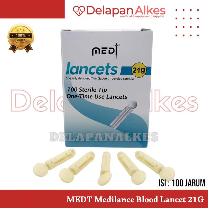 Promo MEDT Blood Lancet 21G Medilance Jarum Bekam isi 100 pcs Steril ...