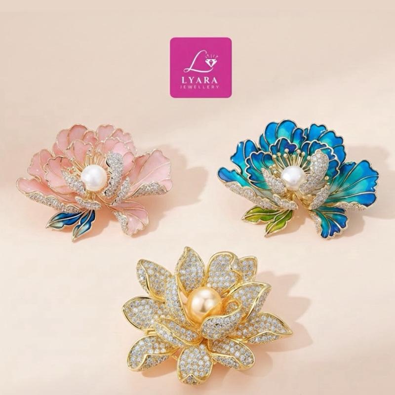 [Ready Stock] Kerongsang Pin Bahu Bunga Mewah Peony [free random ...