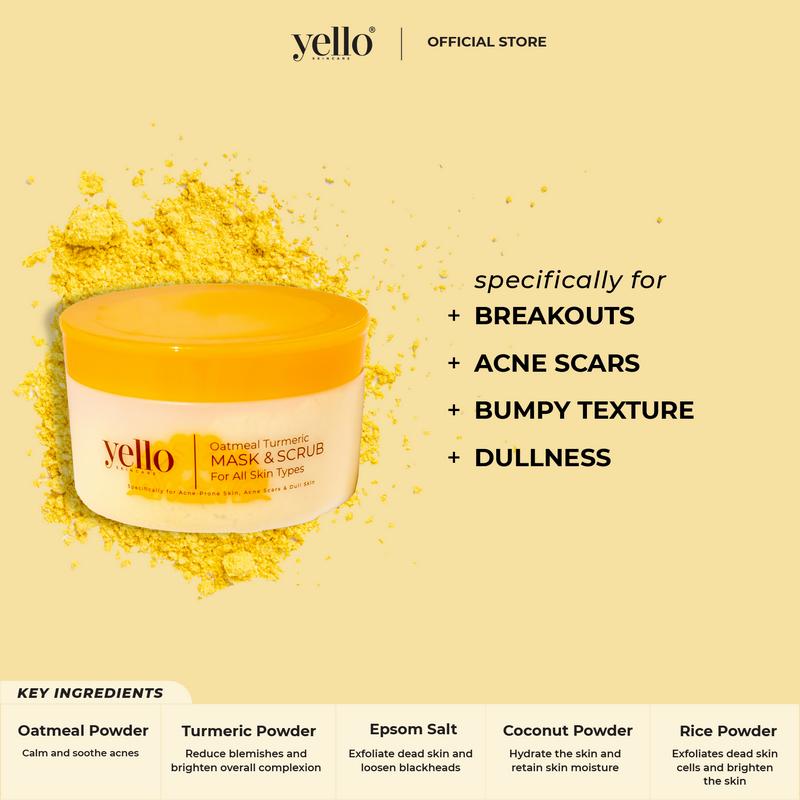 Yello Skincare Oatmeal Turmeric Mask & Scrub (OTMS) - TikTok Shop Malaysia