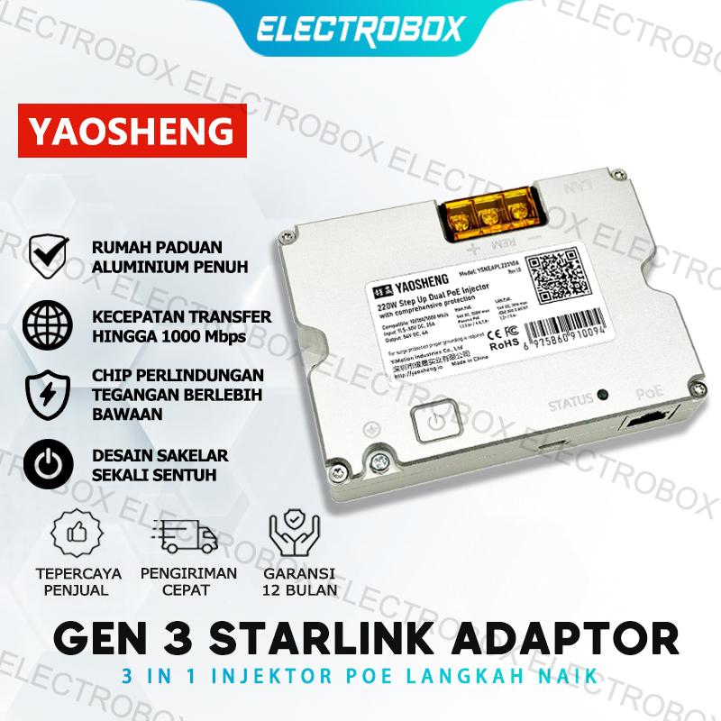 YAOSHENG 220W Boosted Dual PoE Injector Adaptor Starlink untuk - Shop ...