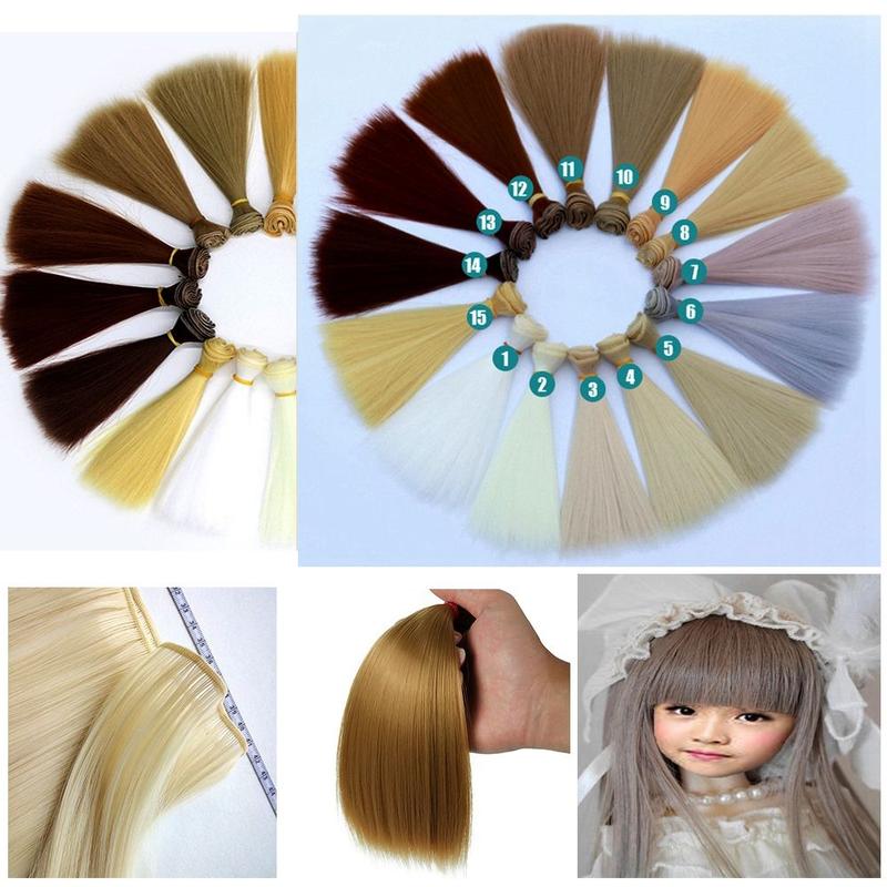 1PC Hot 15cm Synthetic Fiber Wig Hair DIY Dolls Accessories Long ...