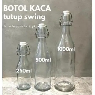 Swing Bottle Botol Kaca Bening Beling Gendut Bulat Tutup Putih Karet ...