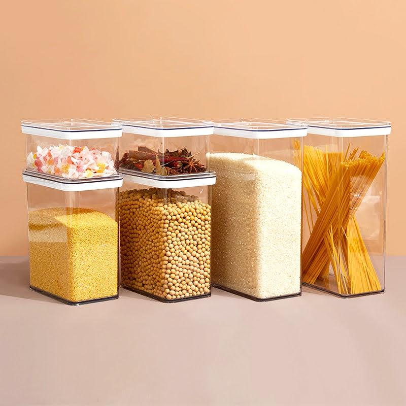 Airtight Large Rice Box Kitchen Food Storage White Lid Stackable ...
