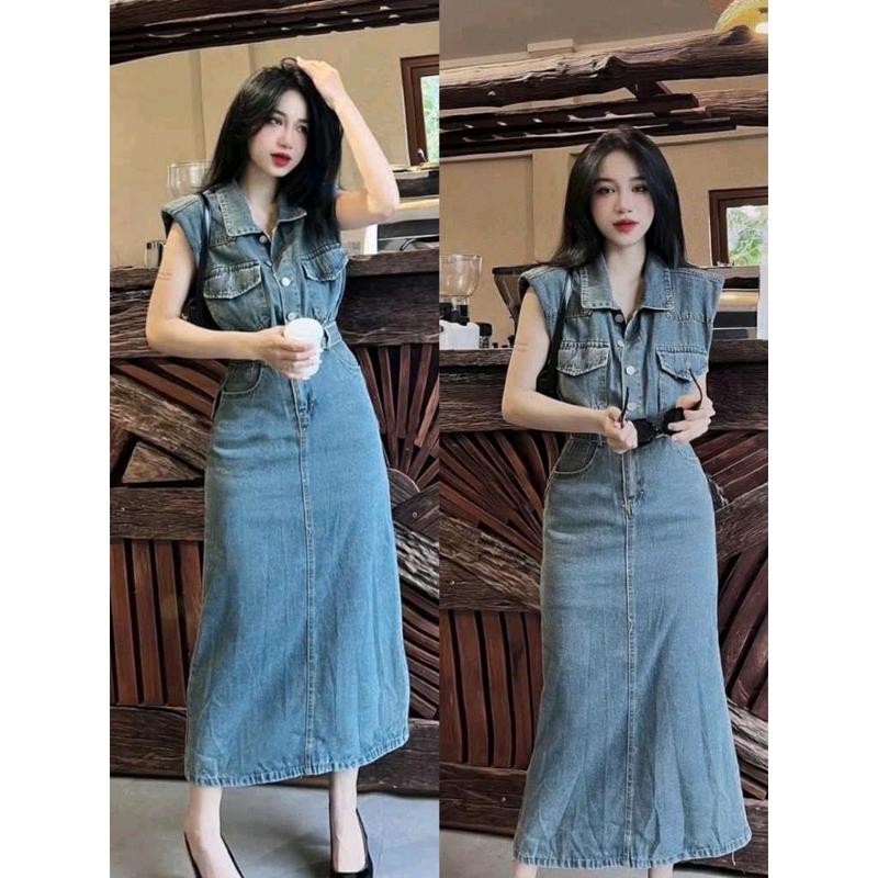 Pakaian Denim Premium Midi Kasual untuk Acara Formal atau Santai ...