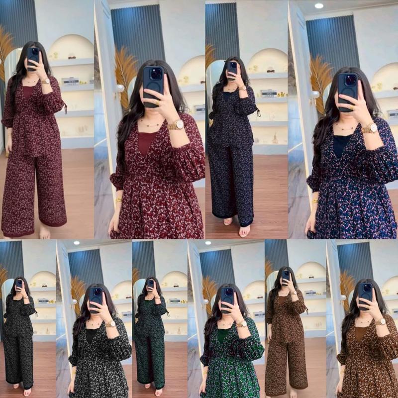 SETELAN KULOT CELANA PANJANG BAHAN RAYON - PIYAMA WANITA - Shop | Tokopedia