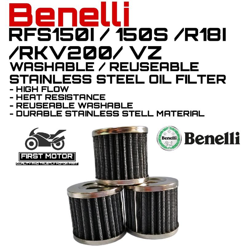 Benelli WASABLE REUSEABLE OIL FILTER RFS150I/150S/R18I /RKV200/VZ ...