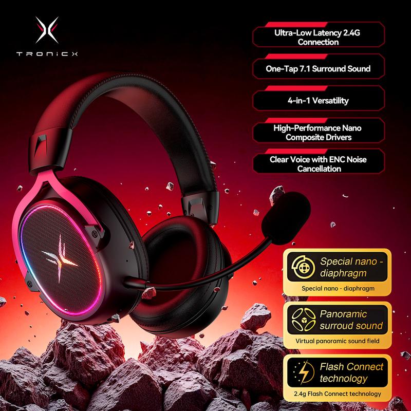 TAGRY K3 Quad-Mode Gaming Headset - 7.1 Surround Sound - 50m - TikTok Shop