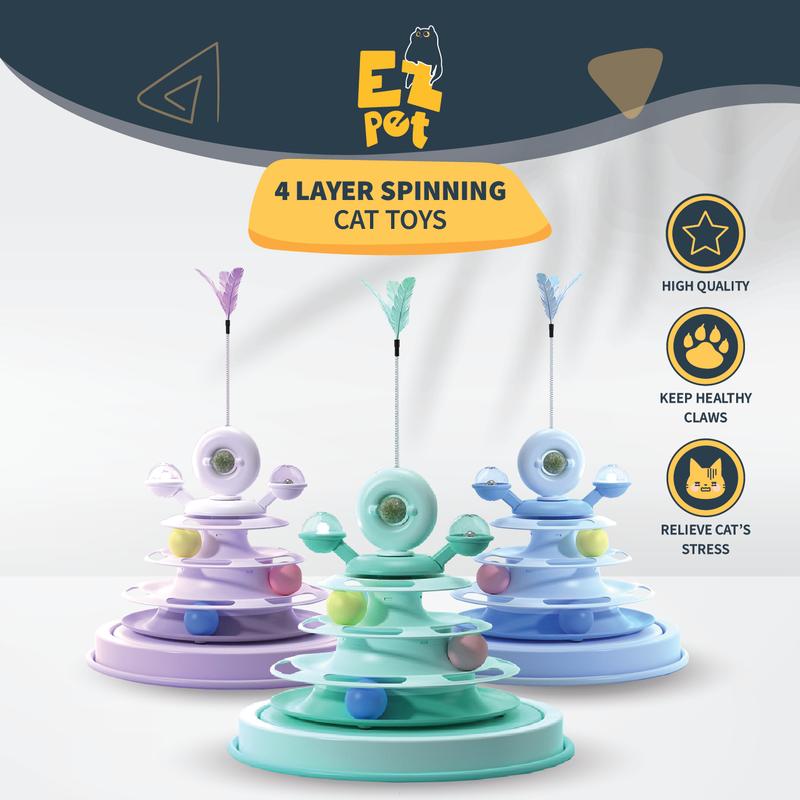 EZPET4 Layers Spinning Cat Toys Mainan Kucing Pusingan Empat - TikTok ...