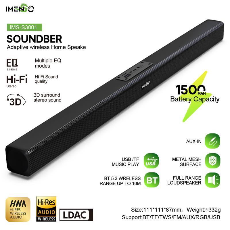 IMENSO Soundbar Speaker TV Full Bass Bluetooth Nirkabel 5.3 Home - Shop ...