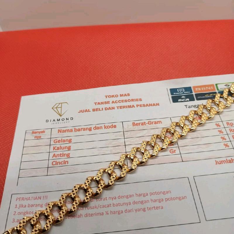 GELANG TANGAN WANITA MOTIF SISIK NAGA KEBERUNTUNGAN LAPIS EMAS - Shop ...
