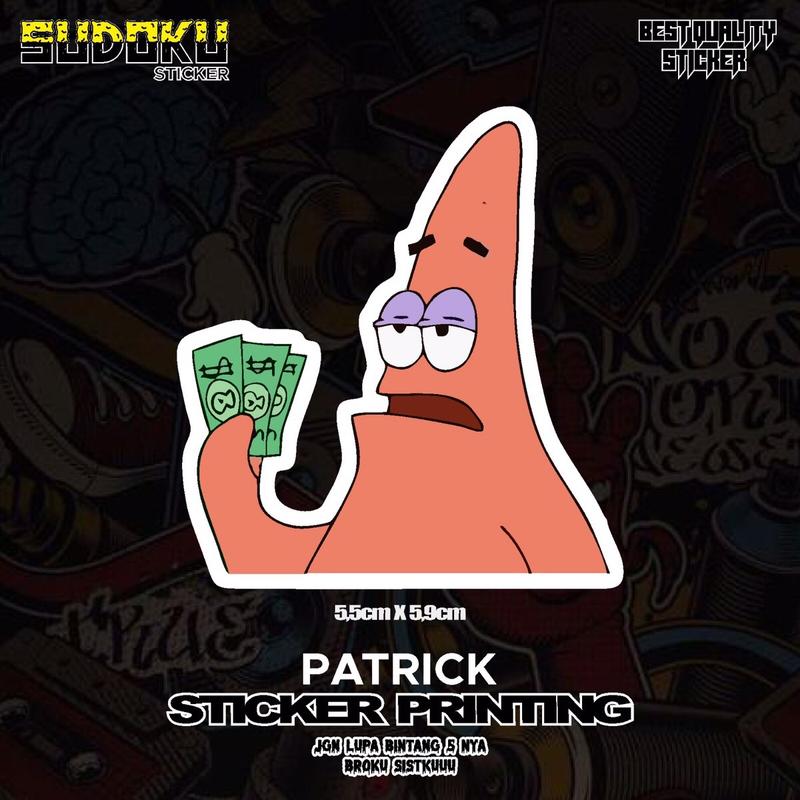 STICKER STIKER PRINTCUT PATRICK STAR MONEY SPONGEBOB KARTUN VIRAL ...