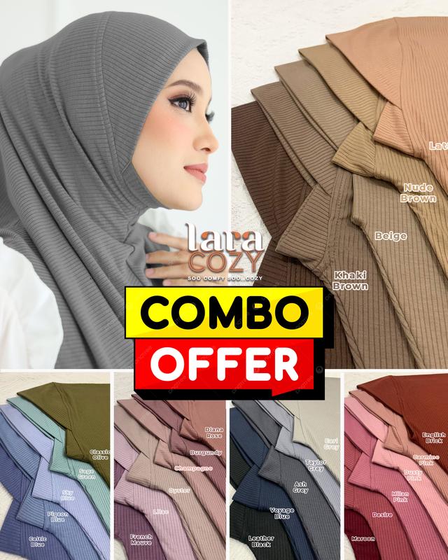 KOMBO 3 PCS Tudung Lara Cozy Berdagu by Bea Hijab (Boleh Pilih - TikTok ...