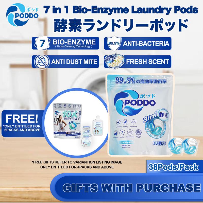 P03 | PODDO 3in1 Bio-Enzymes Laundry Capsule Refill Pack - Universal ...