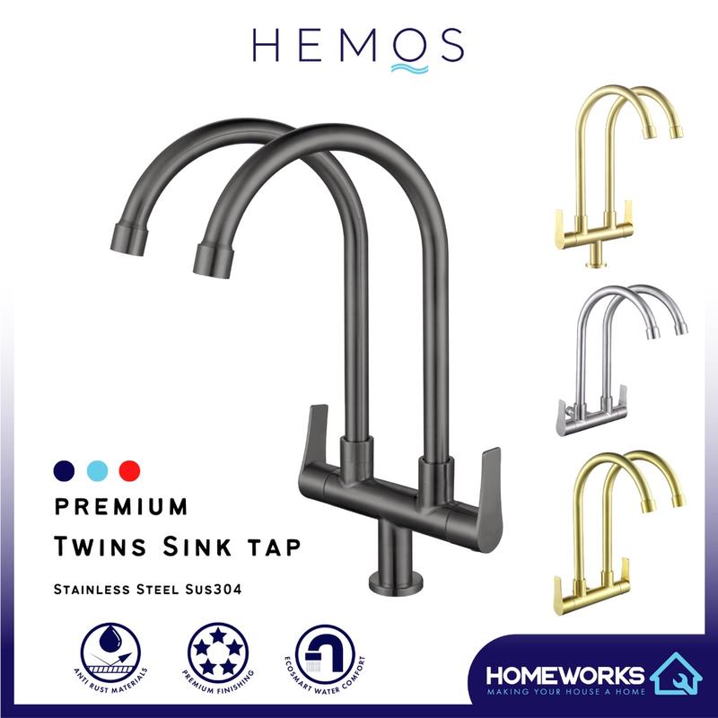 HEMOS KITCHEN FAUCET TWO SPOUT GOLD STAINLESS STEEL 304 TWIN - TikTok ...