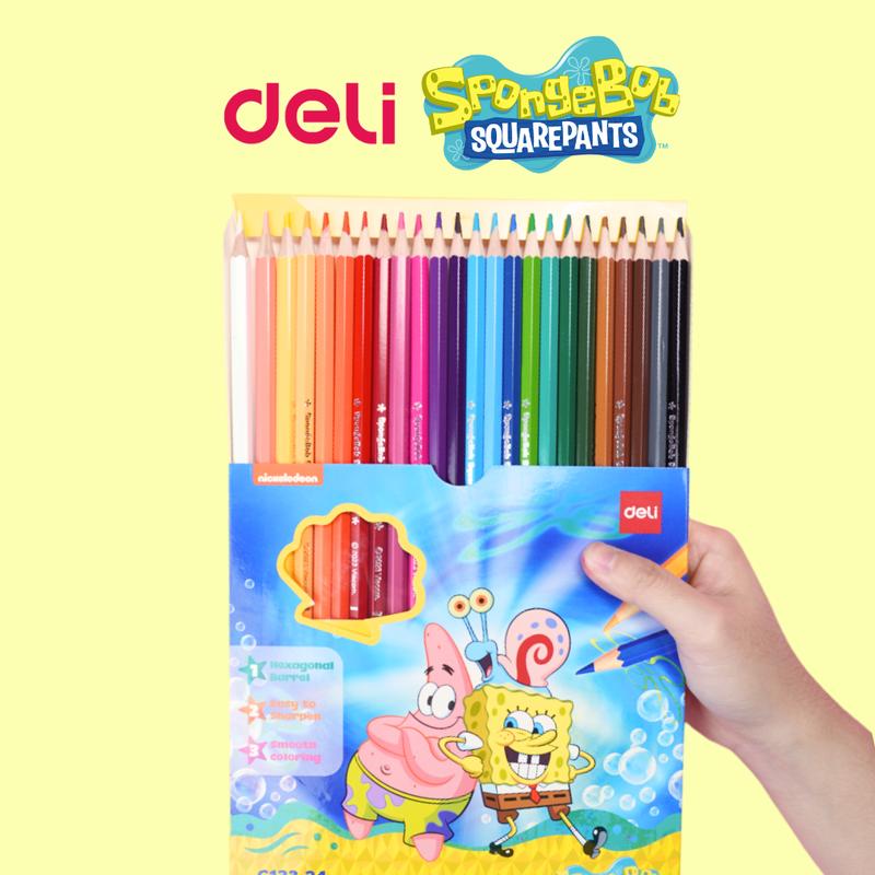 [Deli X Spongebob] Pensil Warna / Colored Pencil 24 Warna Spongebob ...