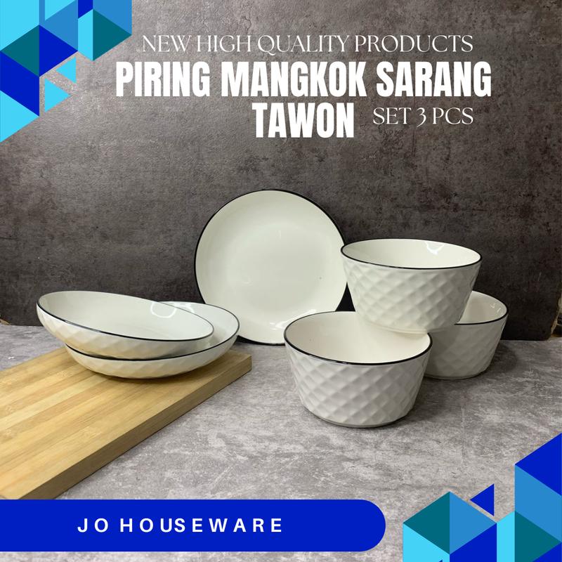 SET 6 PCS Piring Mangkok Sarang Tawon Keramik premium hotelware - Shop ...