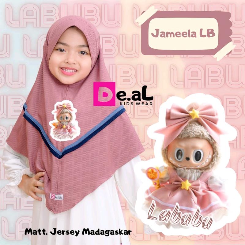 hijab instan anak usia 3-9th model jameela motif labubu - Shop | Tokopedia