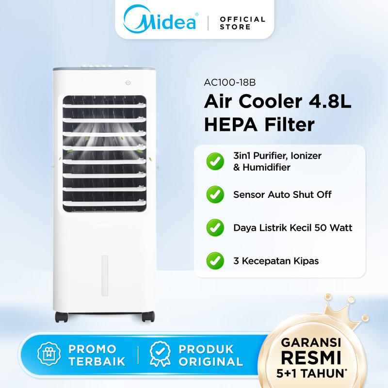 Midea Air Cooler 4.8 Liter AC100-18B- Penyejuk Ruangan Udara Evaporasi ...