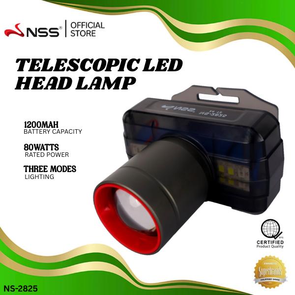 NSS TELESCOPIC HEAD LAMP 80W 1200mAH RECHARGEABLE EMERGENCY FLASHLIGHT ...