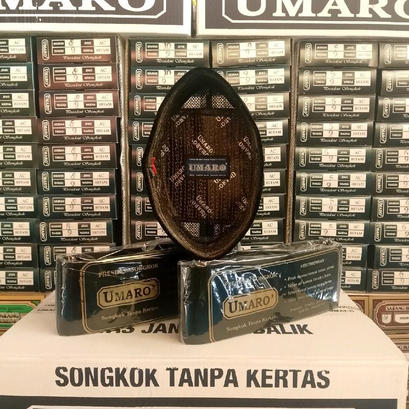 Peci Beludru Sutra Halus Tanpa Kertas UMARO' Hitam Polos No. 5-10 ...