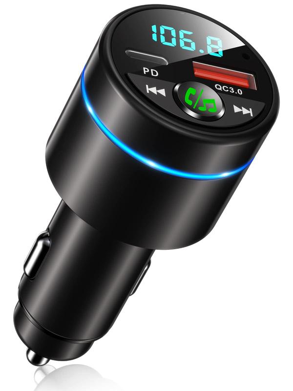 Comsoon FM Transmitter for Car Bluetooth 5.3 All Metal PD 30W QC3.0 18W Fast Car Charger Wi