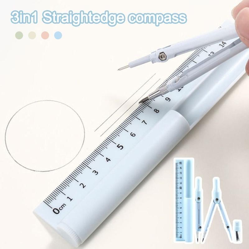 High Quality 3-in-1 Compass Ruler Set Stationery Set Measuring - TikTok ...