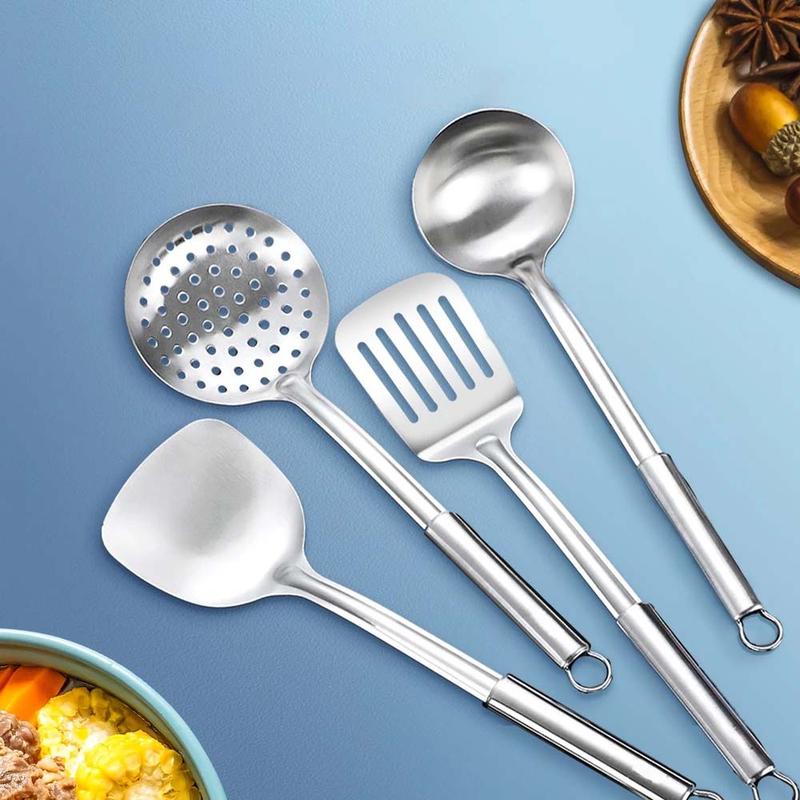4PC Stainless Steel Kitchen Utensil Set - Shovel, Frying Spoon ...