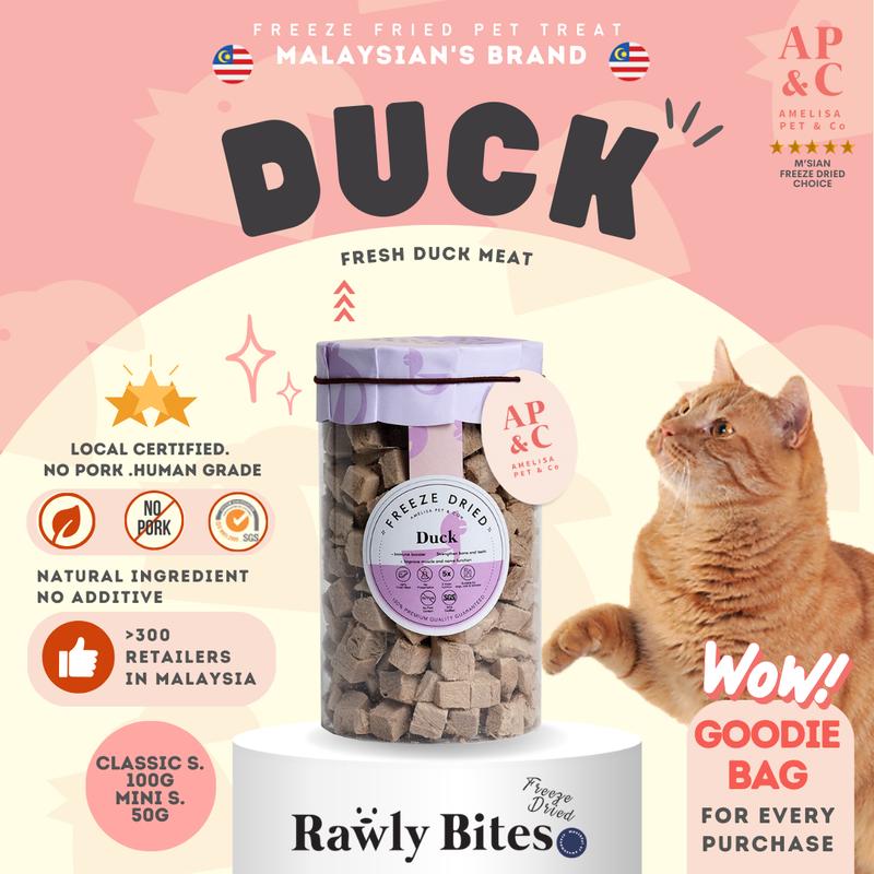 Amelisa Pet & Co. Rawly Bites Duck (freeze dried booster kucing ...