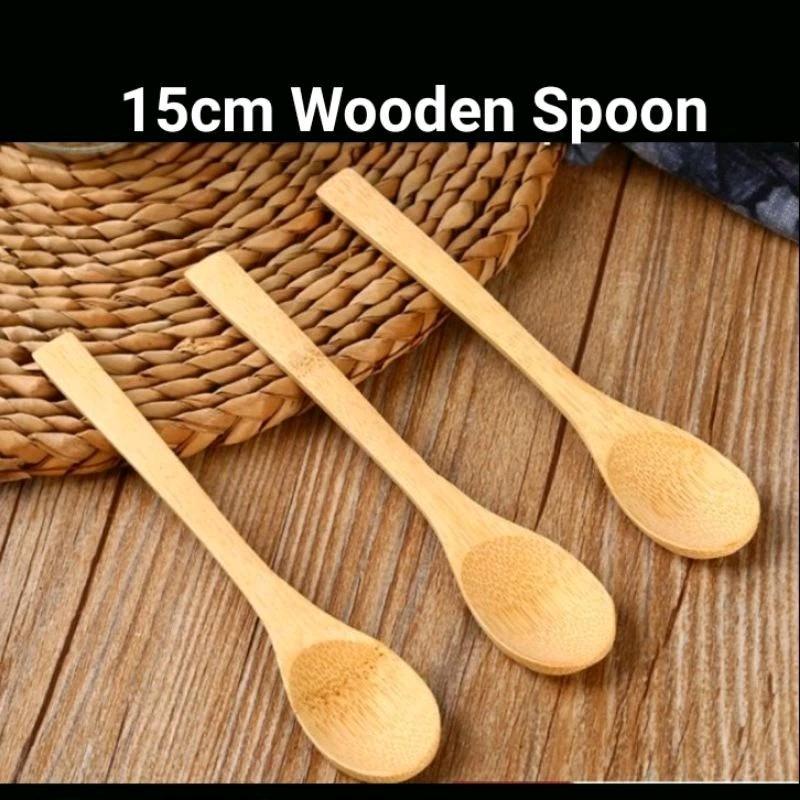 1pc Wooden spoon 15cm sudu kayu cutlery honey wooden spoon wood ...