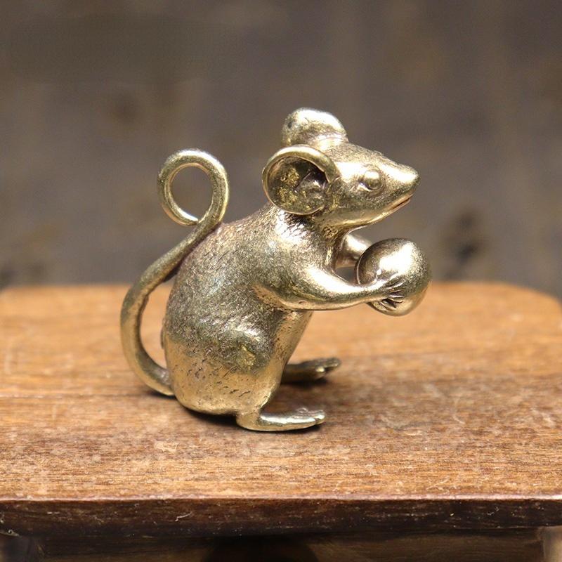Patung miniatur tetikus pic tembaga comel, hiasan meja teh haiwan ...