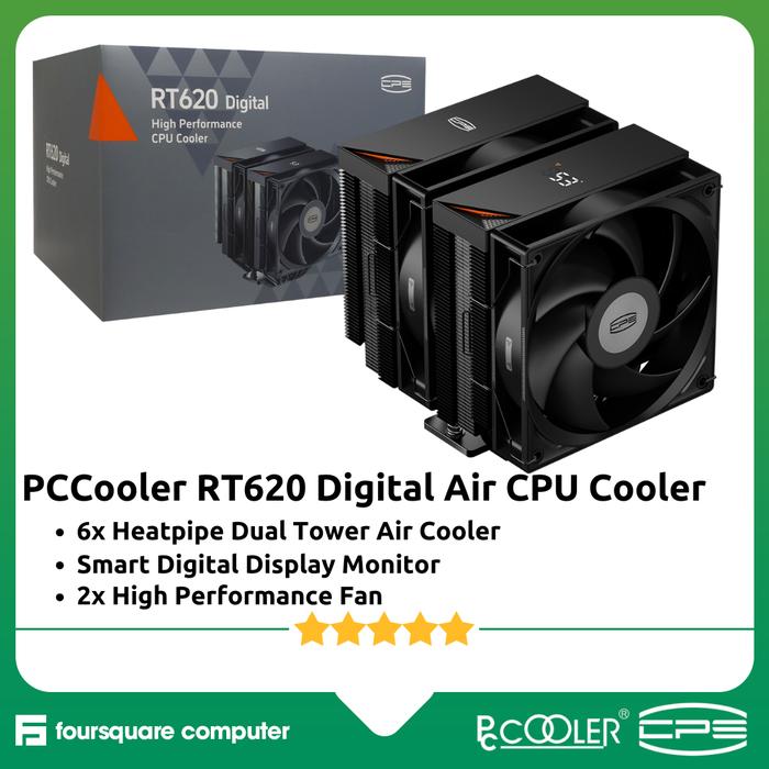 Jual PCCooler RT620 Digital Black Air CPU Cooler Dual Tower 6 heatpipe ...