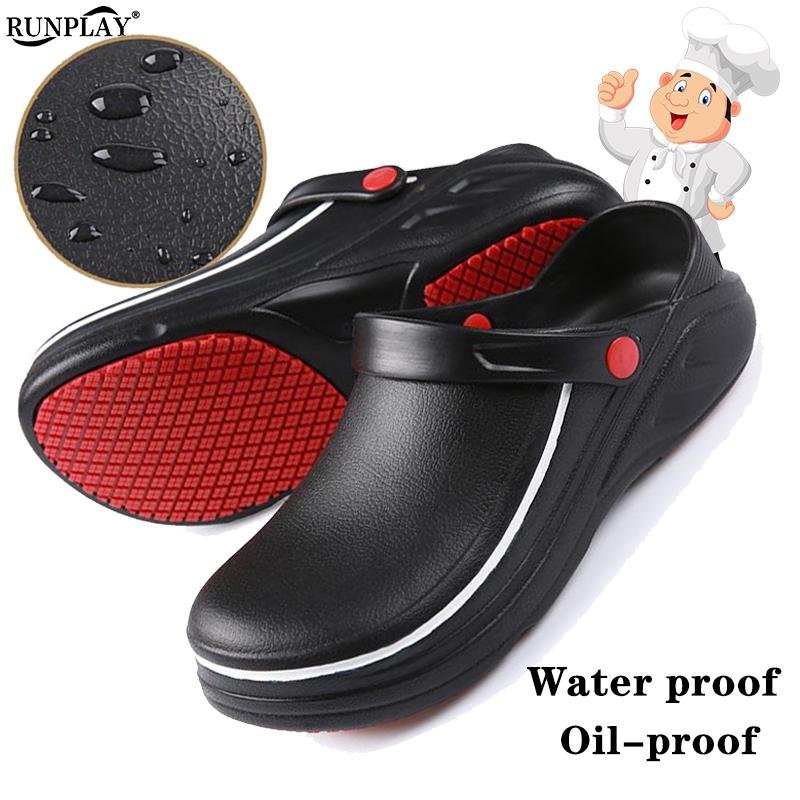 Unisex Work Chef Shoes Kitchen Waterproof Oil-proof Slippers - TikTok ...