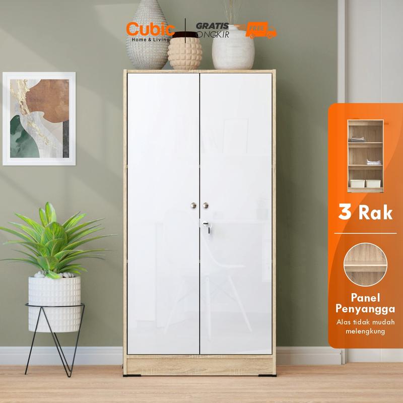 Cubic Lemari Pakaian Minimalis / Lemari Baju 2 Pintu / LUNA BL - Shop | Tokopedia