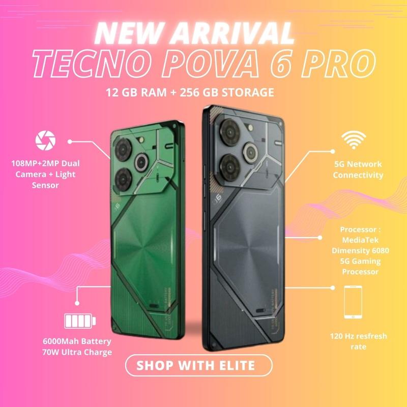 Tecno Pova 6 Pro 5G (12GB RAM + 256GB ROM) 6000mAh 70W Ultra - TikTok ...