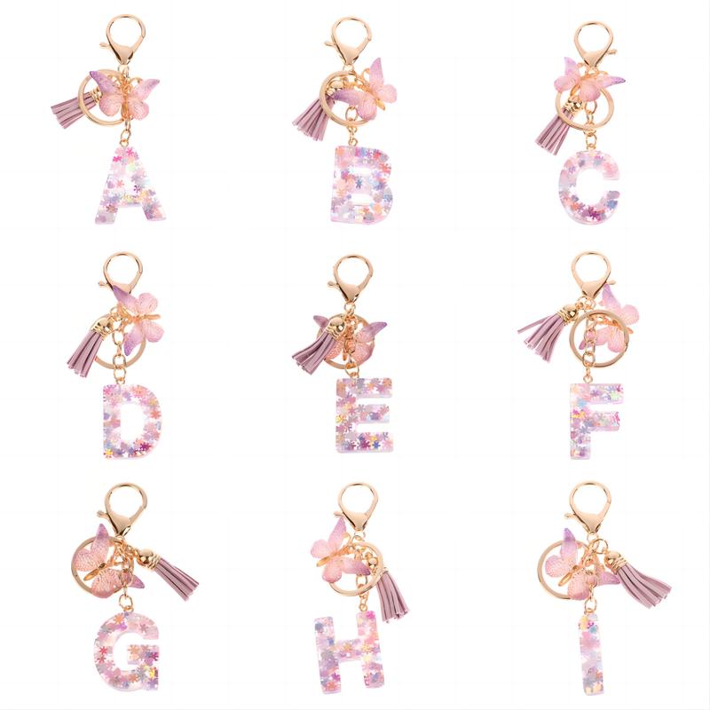 A-Z Dreamy Sequin Letters Keychain For Women Tassel Butterfl - TikTok ...