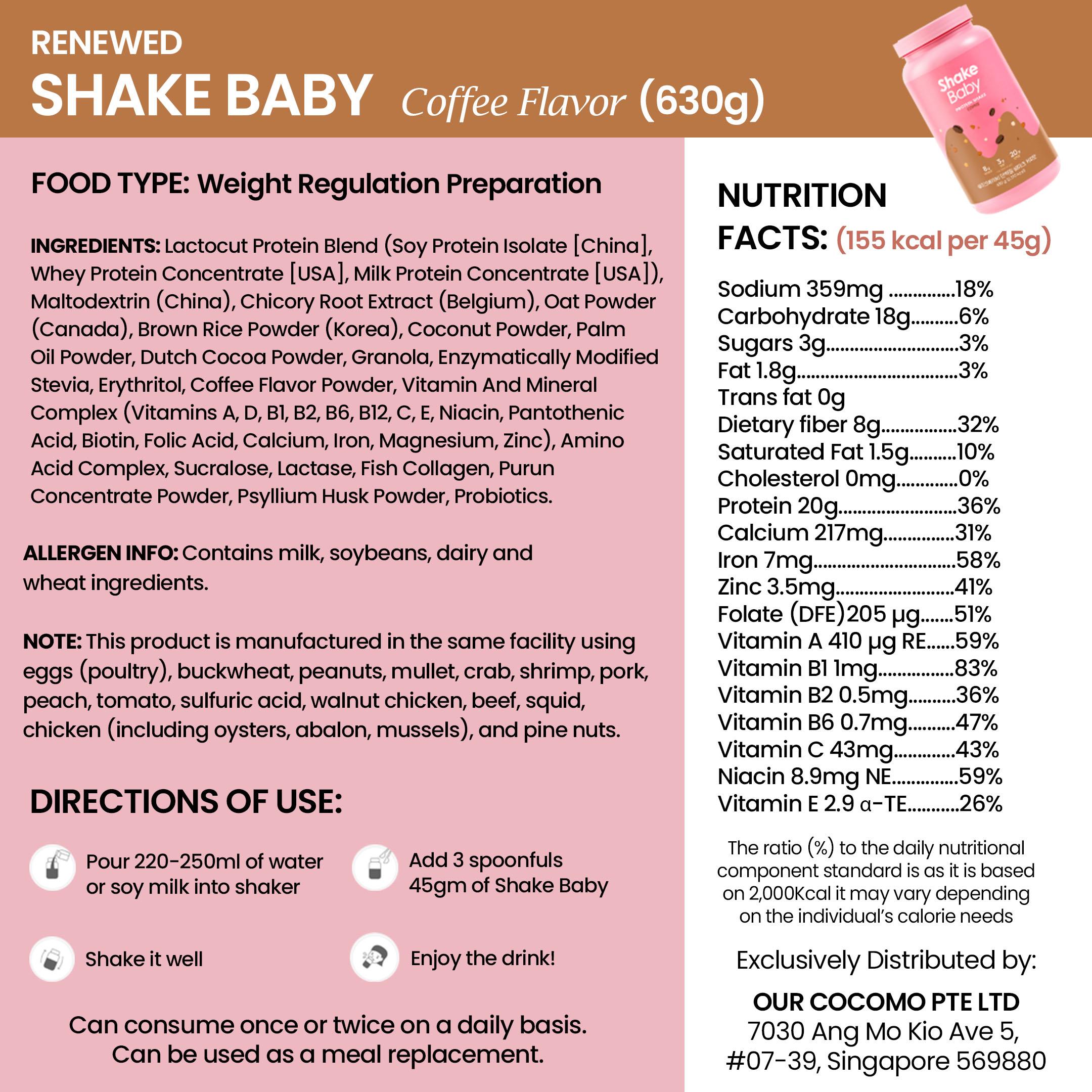 (SHAKE BABY OFFICIAL STORE) Formular Protein Shake 630g (Upgraded ...